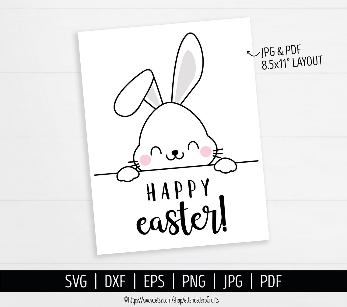 Happy Easter SVG. Cute White Rabbit Happy Easter PNG. Kids - Etsy