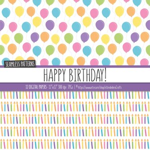 Birthday Digital Paper Package. Multicolor Kids Birthday Party Seamless ...