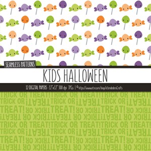 Halloween Digital Paper Package. Kids Trick or Treat Seamless Patterns ...
