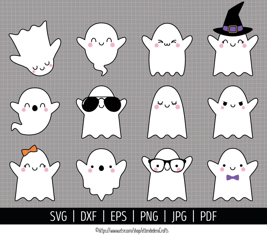 Ghost SVG. Kids Halloween Bundle Clipart. Cute Kawaii Phantom Vector ...