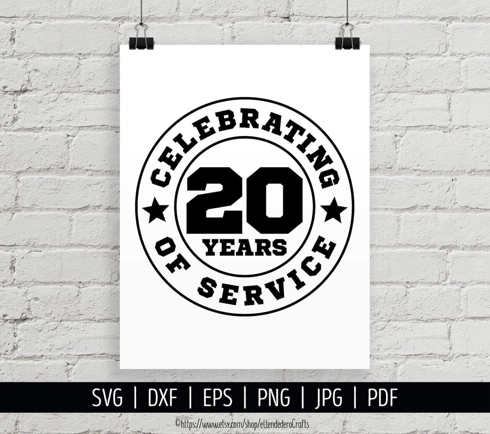 20 Years of Service SVG. Work Anniversary Shirt Files Cutting - Etsy