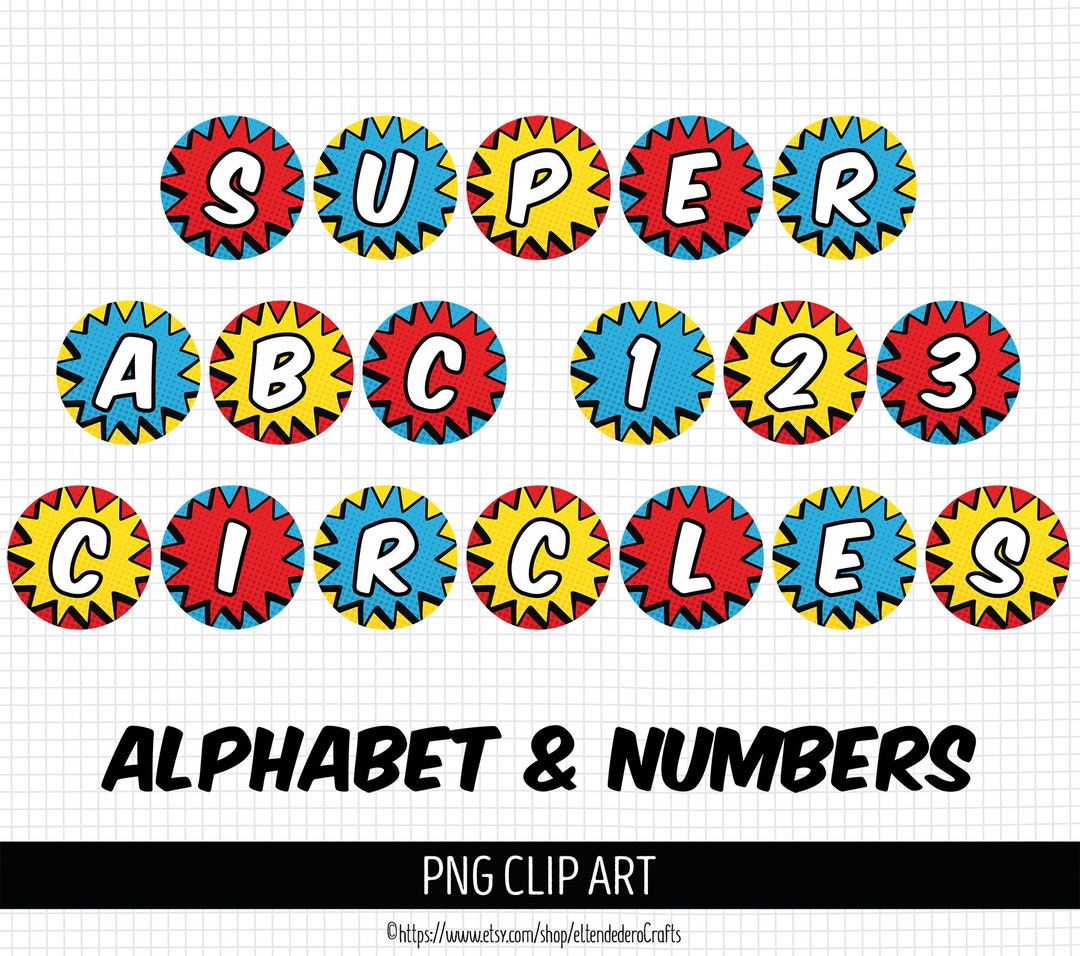 Superhero Alphabet Printable. Comic Book Letters and Numbers Circles ...