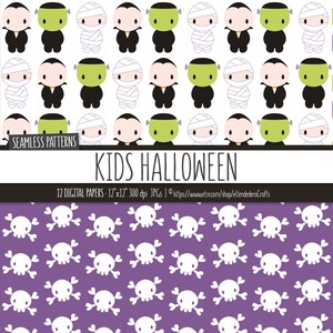 Halloween Digital Paper Package. Kids Trick or Treat Seamless Patterns ...