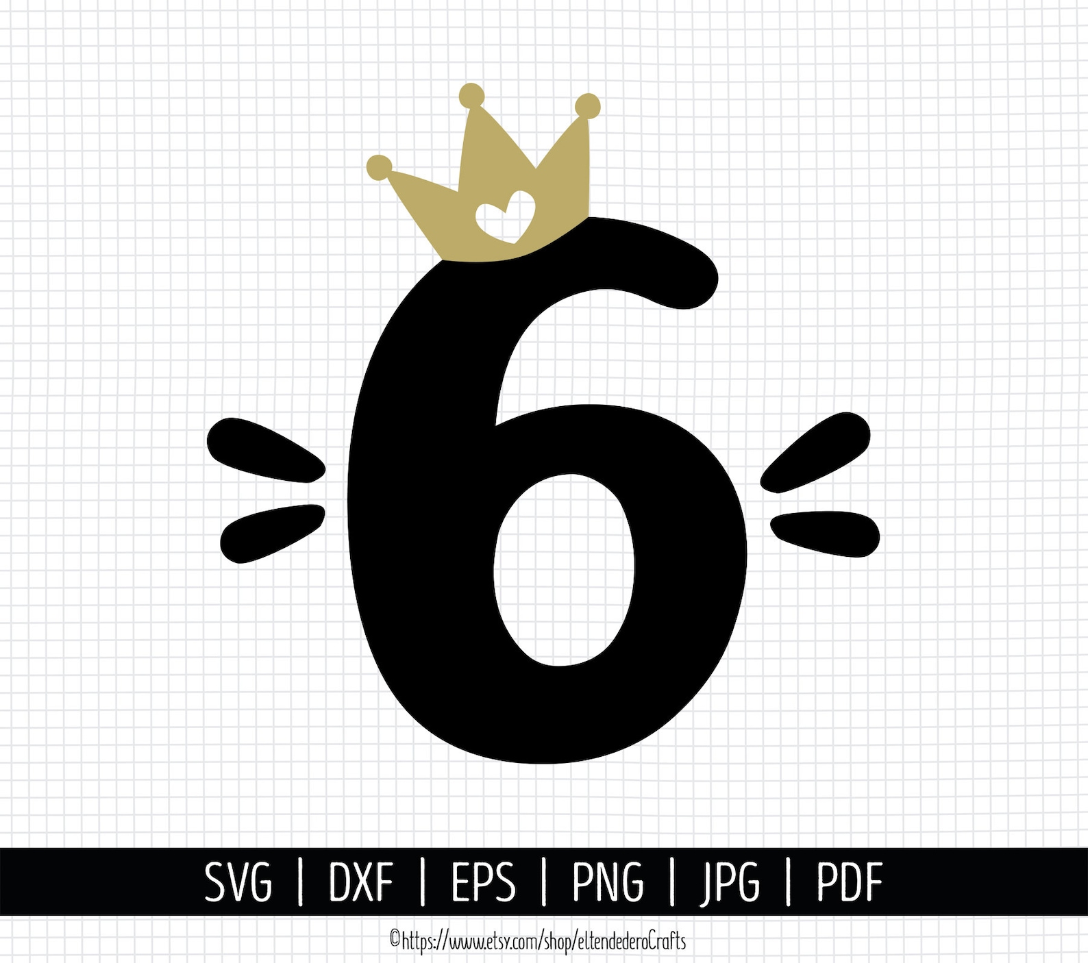 6th Birthday SVG Cut File. Six With Crown Shirt Vector Files | Etsy