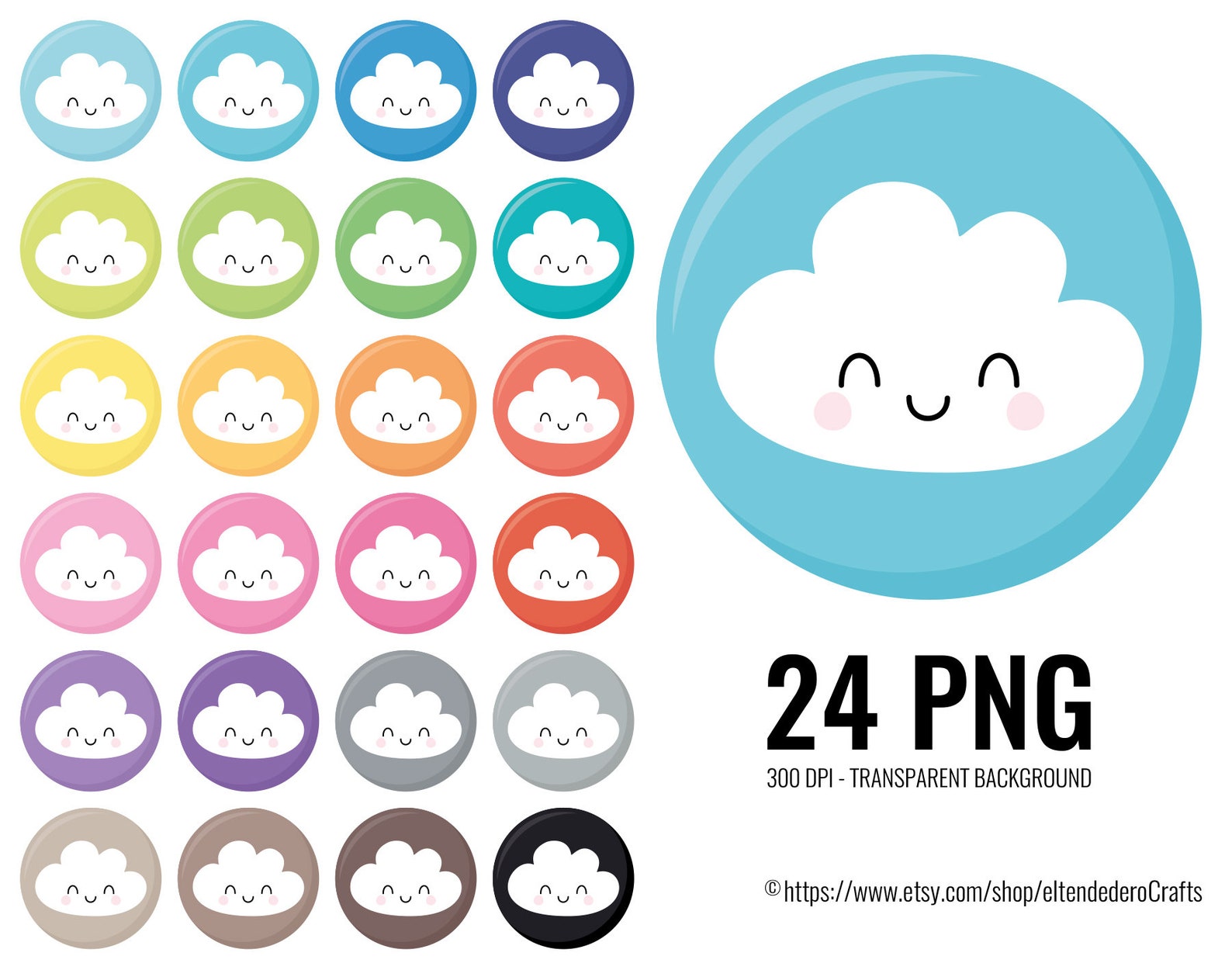 Weather Clipart. Cute Weather Icons Clip Art PNG. Digital - Etsy