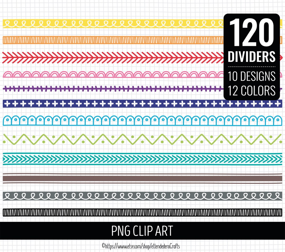 Doodle Dividers PNG Clipart. Colorful Hand Drawn Ribbons Bundle ...