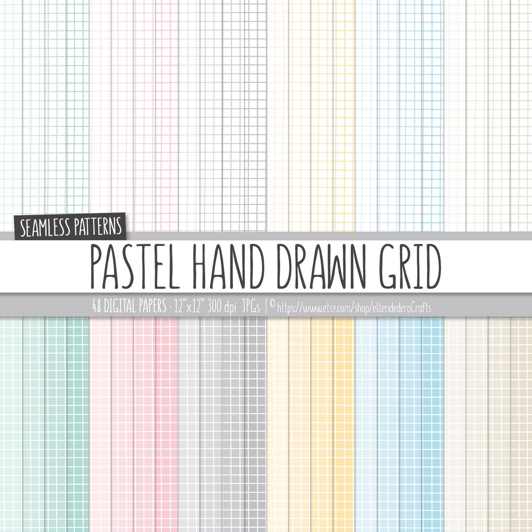 Pastel Hand Drawn Grid Digital Paper Set. Baby Graph Backgrounds ...