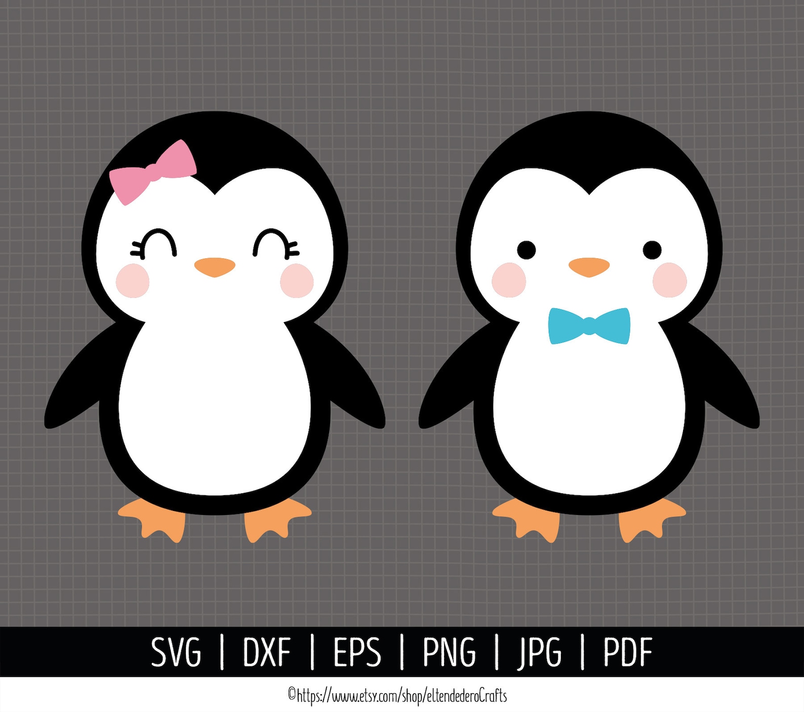 Penguin SVG. Baby Girl and Boy Penguins PNG Clipart. Kids Penguin With ...