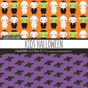 Halloween Digital Paper Package. Kids Trick or Treat Seamless Patterns ...