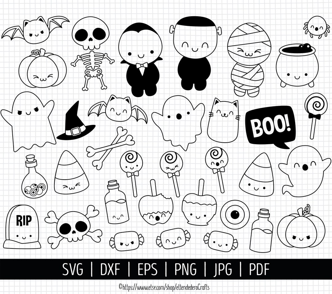 Doodle Halloween SVG. Kids Hand Drawn Clipart. Baby Halloween Bundle ...