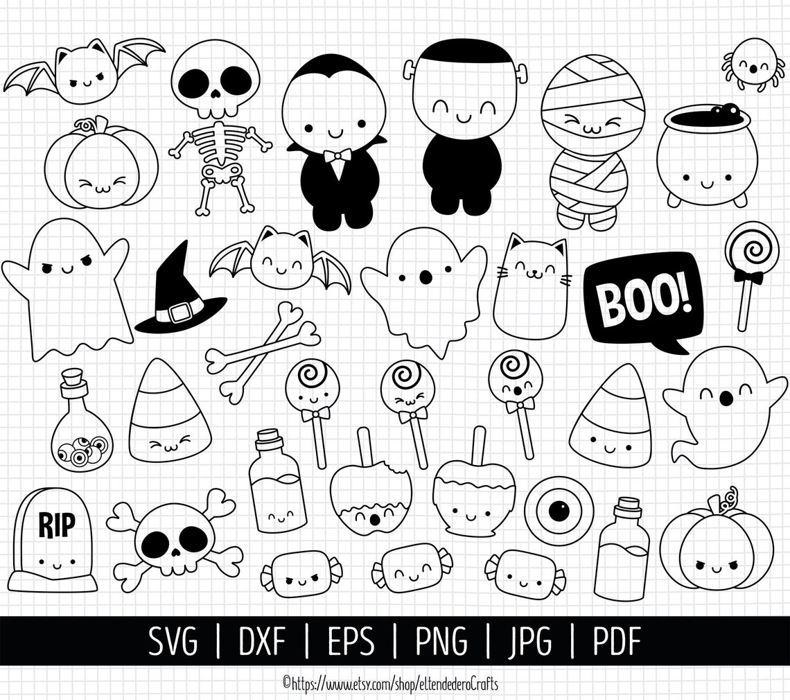 Doodle Halloween SVG. Kids Hand Drawn Clipart. Baby Halloween - Etsy