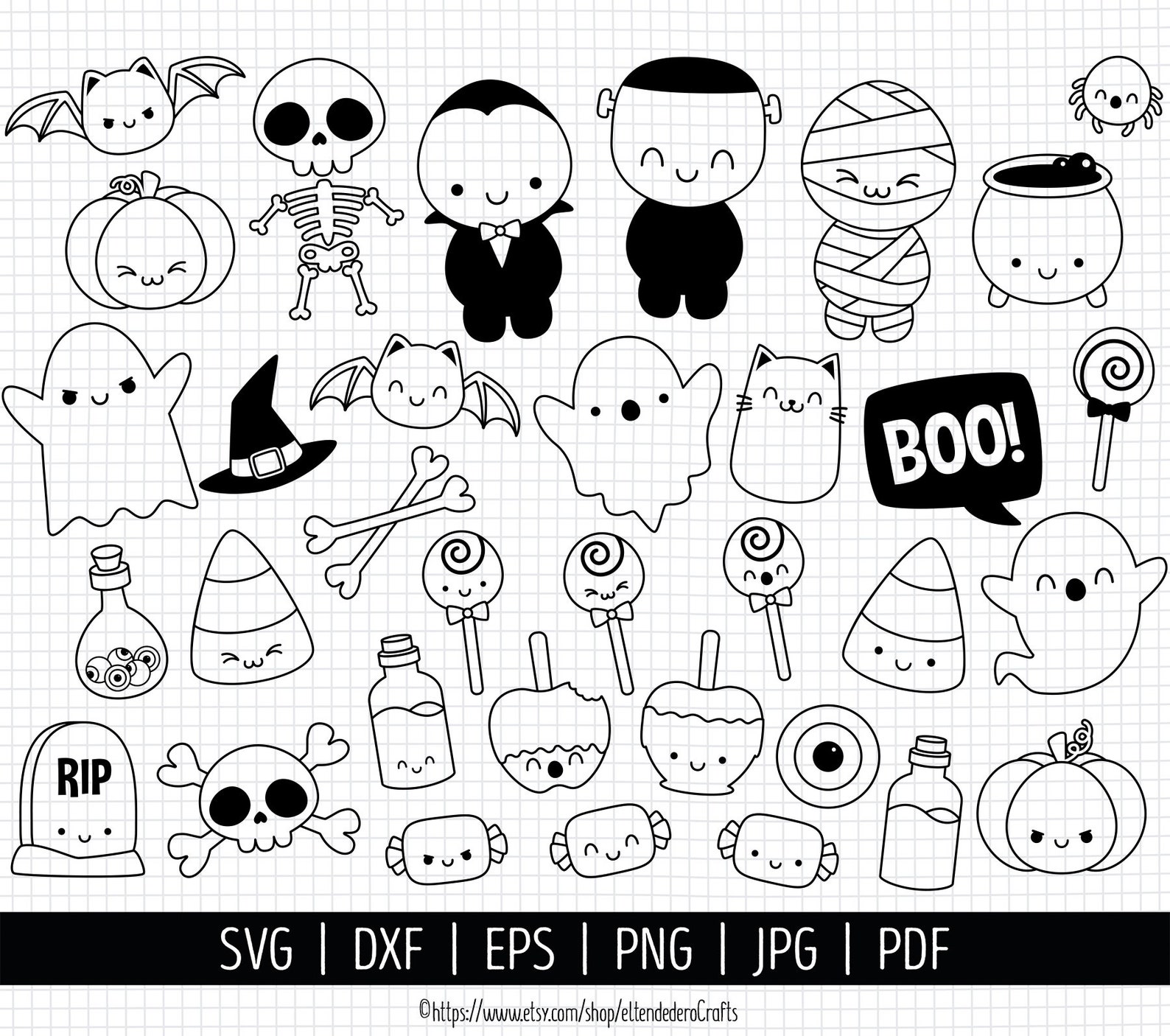 Doodle Halloween SVG. Kids Hand Drawn Clipart. Baby Halloween - Etsy