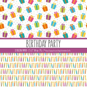 Birthday Digital Paper Package. Multicolor Kids Birthday Party Seamless ...