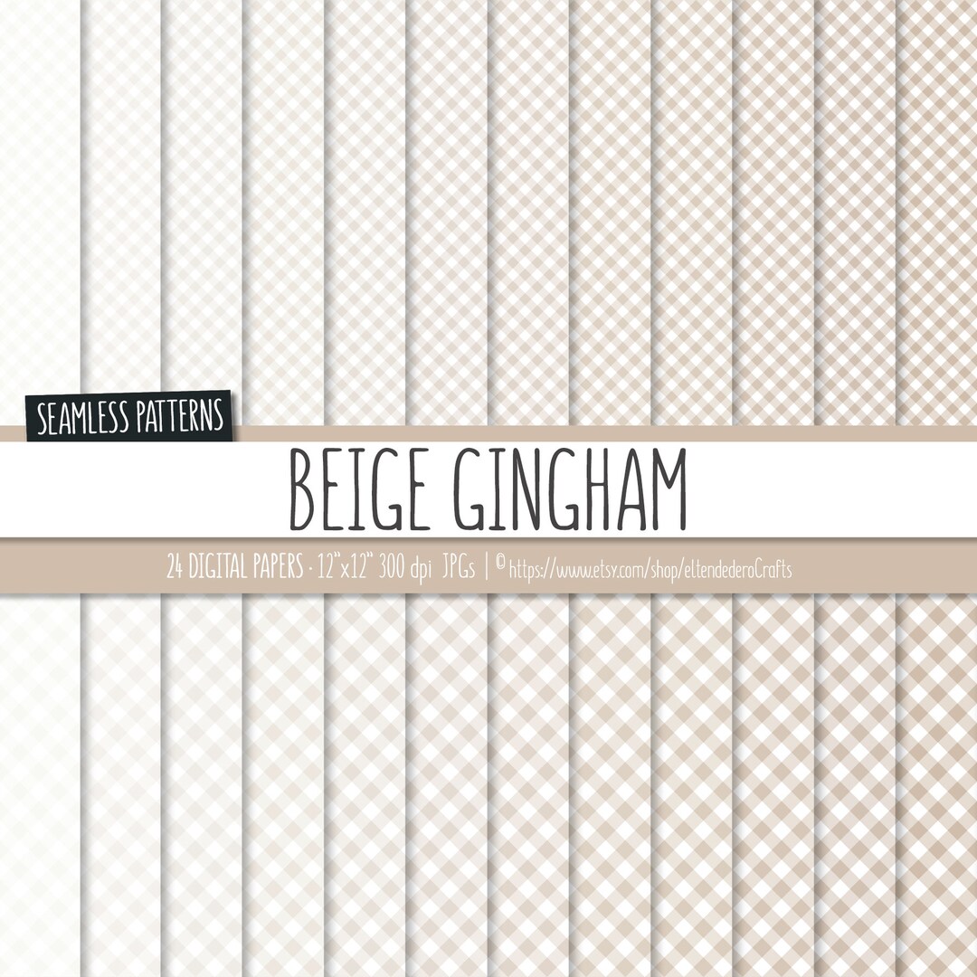 Gingham Digital Paper Pack. Beige Tablecloth Backgrounds. Monochrome ...