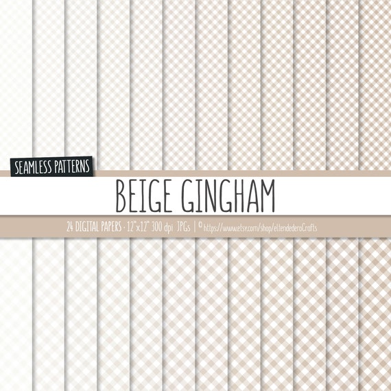 Gingham Digital Paper Pack. Beige Tablecloth Backgrounds. - Etsy