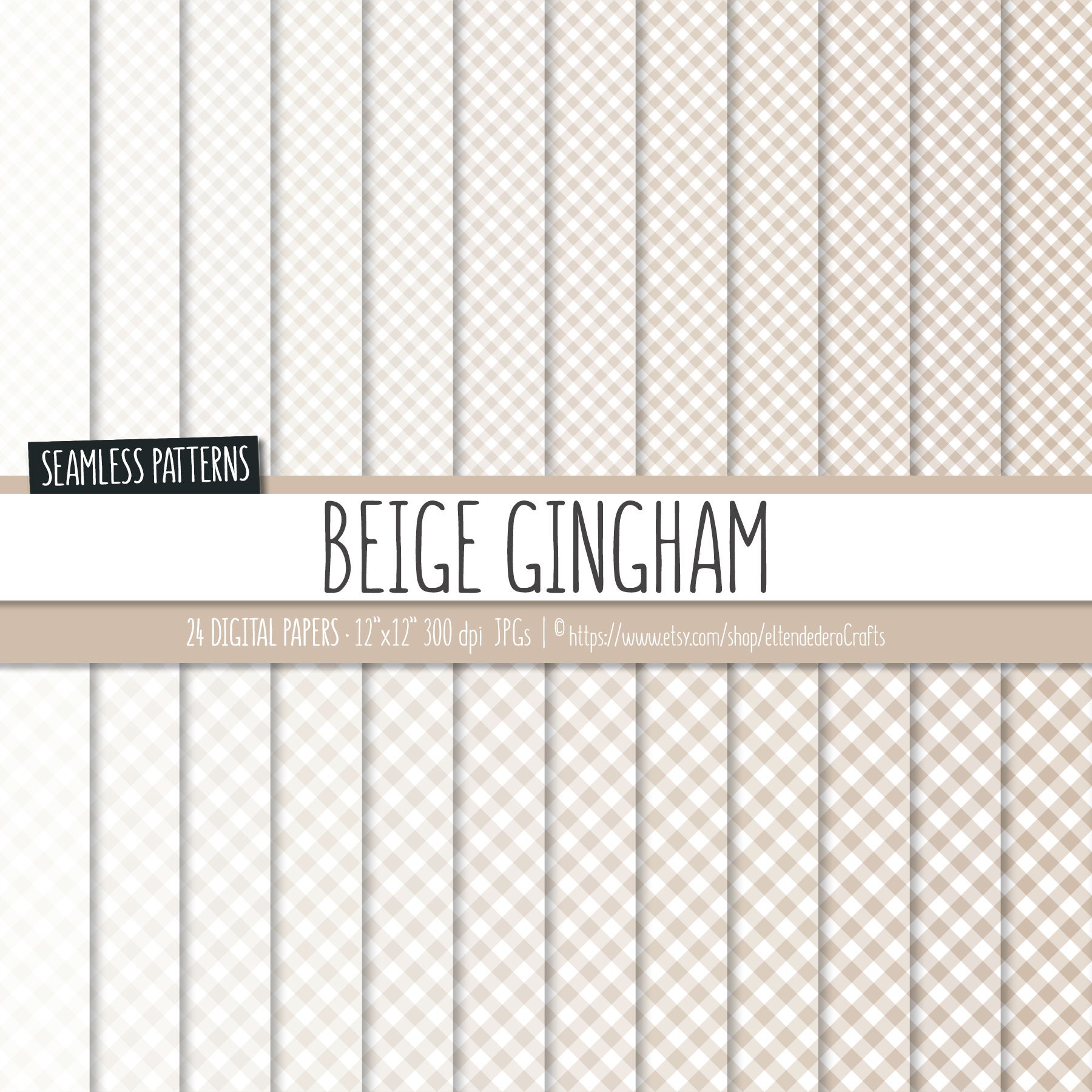 Gingham Digital Paper Pack. Beige Tablecloth Backgrounds. - Etsy