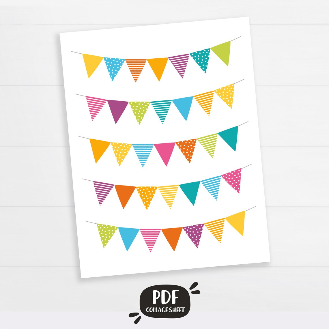 Bunting Banner Clipart. Birthday PNG Clip Art. Doodle Party - Etsy