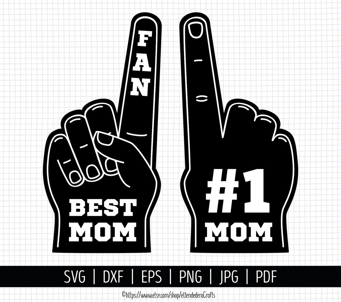 Number 1 Mom Fan Finger SVG. Mother's Day Photo Props. | Etsy