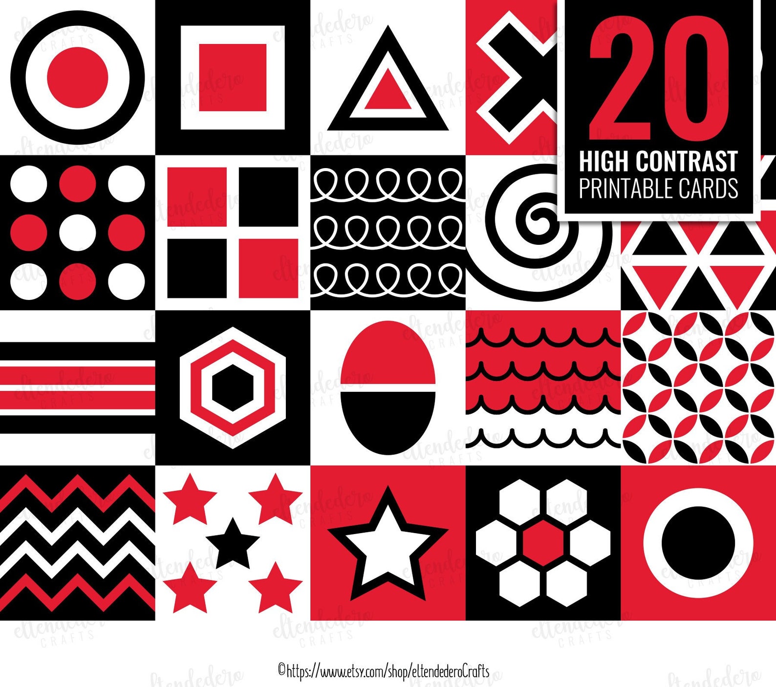 PRINTABLE High Contrast Baby Cards. Monochrome Sensory Flash - Etsy