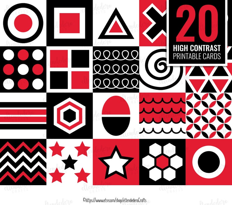 PRINTABLE High Contrast Baby Cards. Monochrome Sensory Flash - Etsy