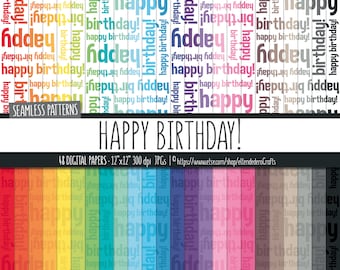 Birthday Digital Paper Set. Rainbow Happy Birthday Patterns. - Etsy