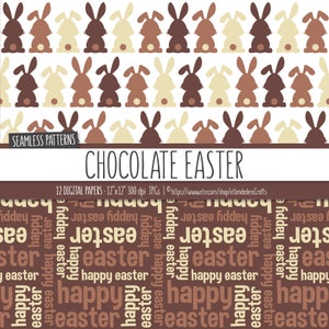Easter Digital Paper Package. Chocolate Easter Bunny Seamless Patterns ...