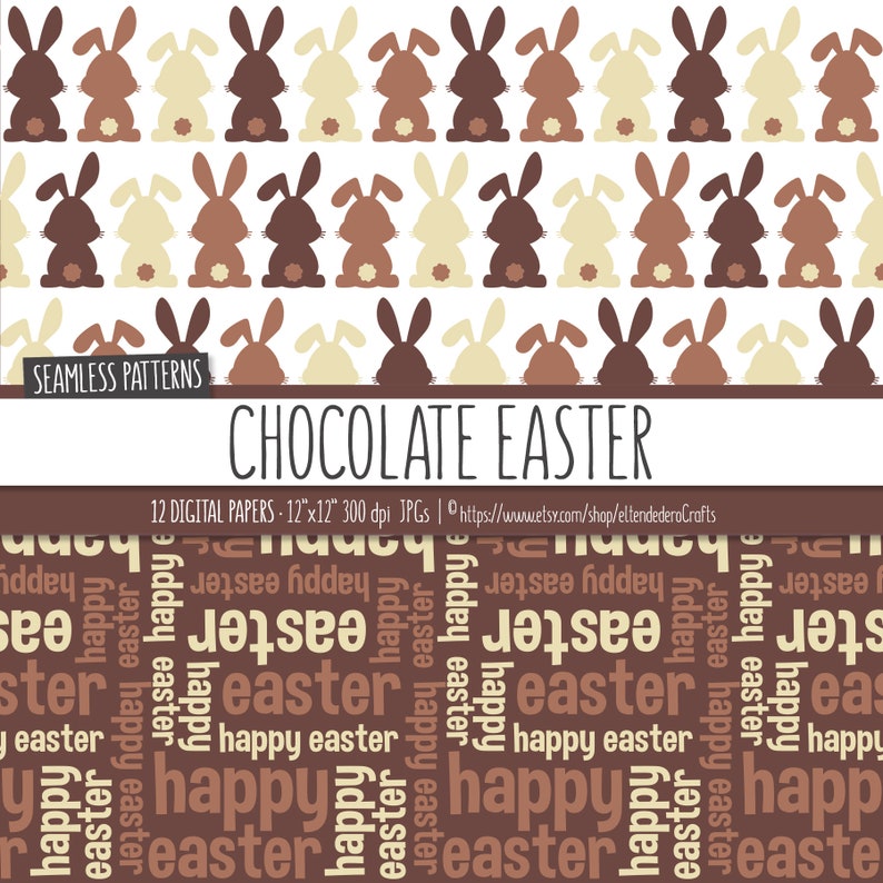 Easter Digital Paper Package. Chocolate Easter Peeps Seamless | Etsy