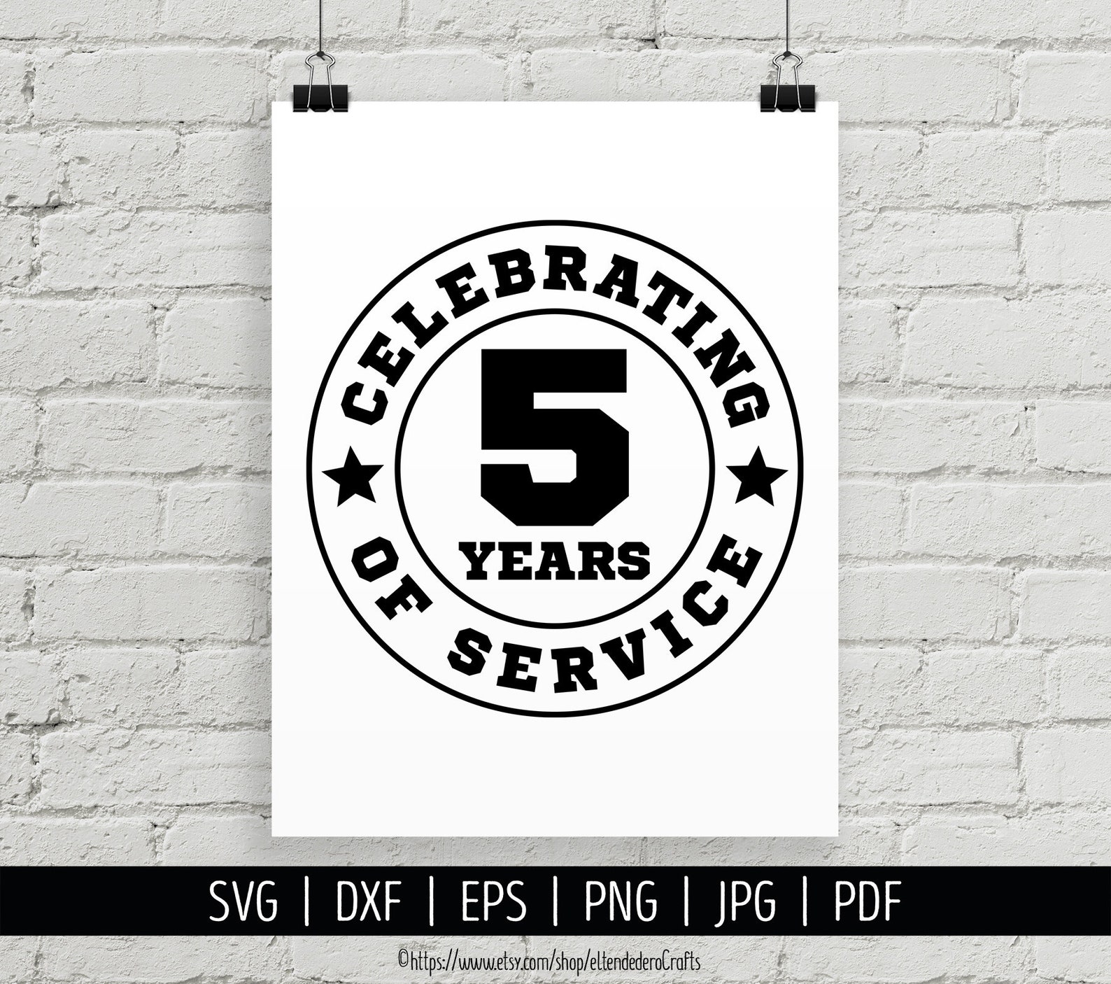 5 Years of Service SVG. Work Anniversary Shirt Files Cutting Machine ...