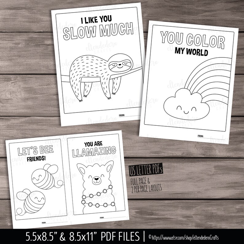 PRINTABLE Valentines Coloring Cards. Classroom Coloring - Etsy