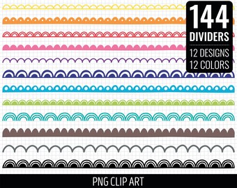 Doodle Dividers PNG Clipart. Colorful Hand Drawn Dividers | Etsy