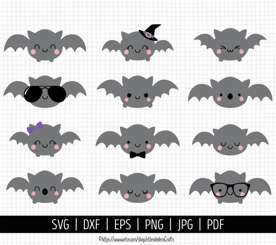 Fledermaus SVG. Kinder Halloween Fledermäuse Bundle Clipart. Niedliche ...