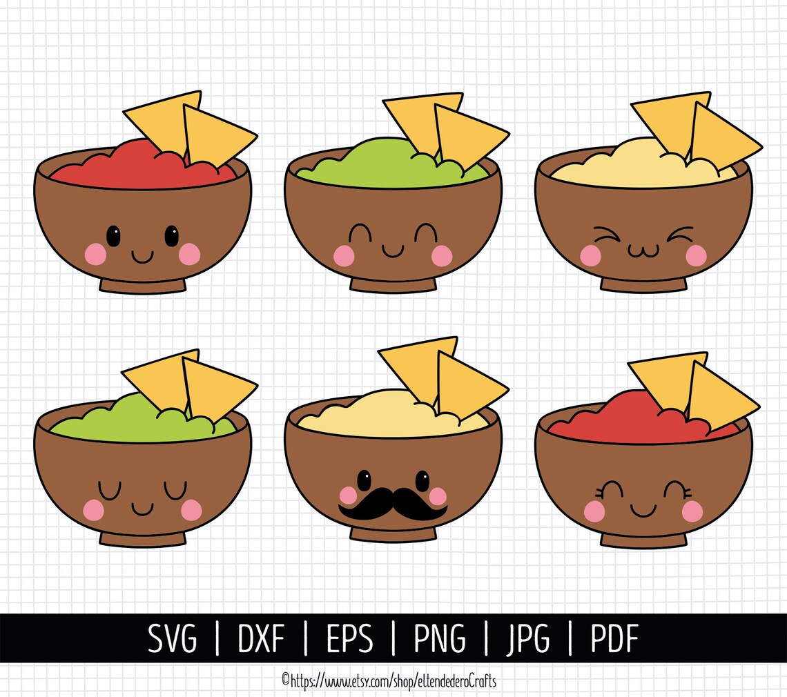 Nachos in a Bowl SVG. Mexican Food Cut Files. Kawaii Nacho - Etsy