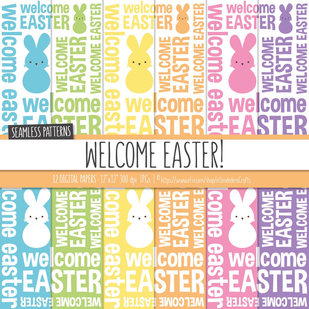 Easter Digital Paper Package. Kids Easter Bunny Seamless Patterns ...