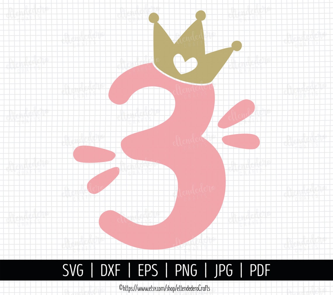 3rd Birthday SVG Cut File. Three With Crown Shirt Vector File - Etsy