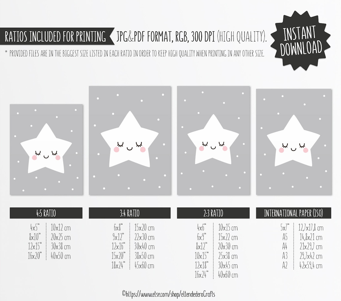 PRINTABLE Star Nursery Decor. Grey Baby Star Wall Art Sleepy - Etsy