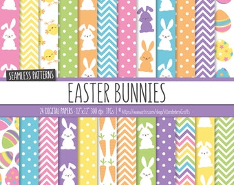 Easter Digital Paper Package. Kids Easter Bunnies Seamless | Etsy