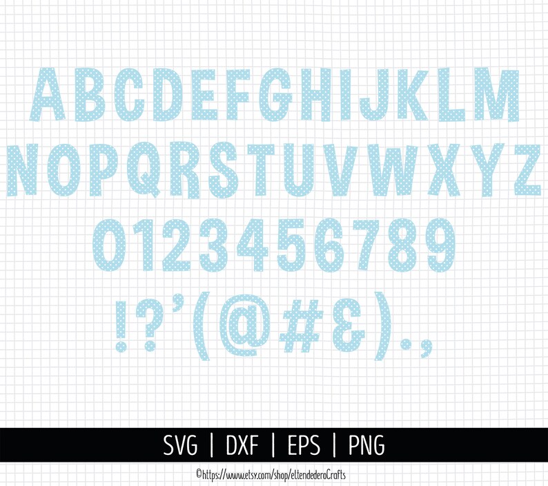 Baby Blue Polka Dot Alphabet SVG. Dots Pattern Font Clipart. | Etsy