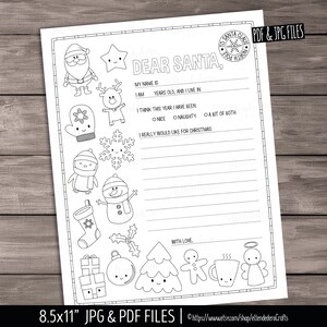 PRINTABLE Letter to Santa Coloring Page. Christmas Holidays Games for ...