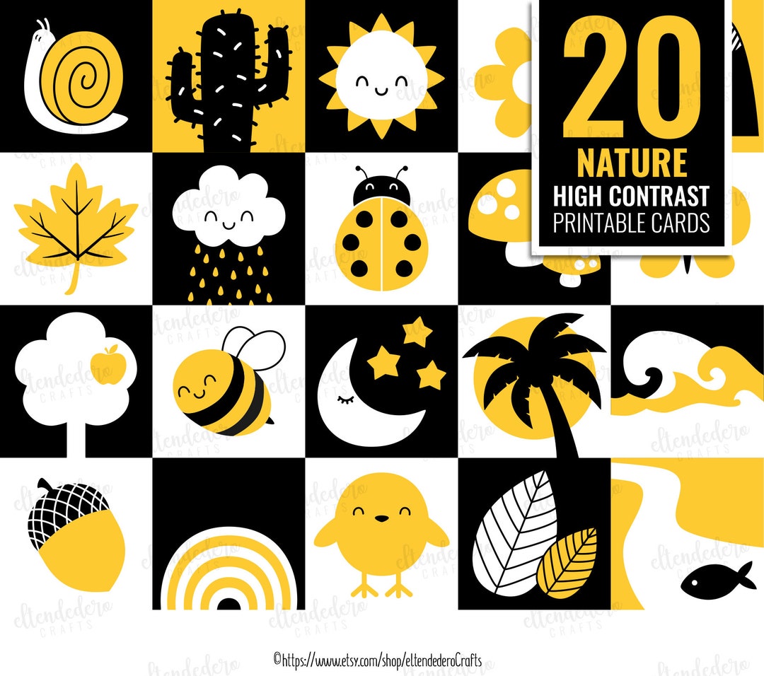 PRINTABLE High Contrast Baby Cards. Monochrome Sensory Flash Cards ...