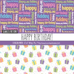 Birthday Digital Paper Package. Multicolor Kids Birthday Party Seamless ...