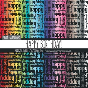 Birthday Digital Paper Set. Rainbow Happy Birthday Patterns. Colorful ...