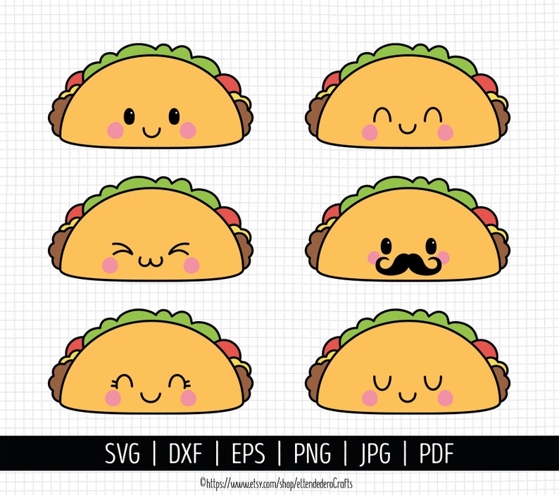 Taco SVG. Cinco De Mayo Cut Files. Mexican Food SVG Kawaii - Etsy