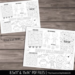 PRINTABLE Halloween Kids Activities Table Mat, Party Games Placemat ...