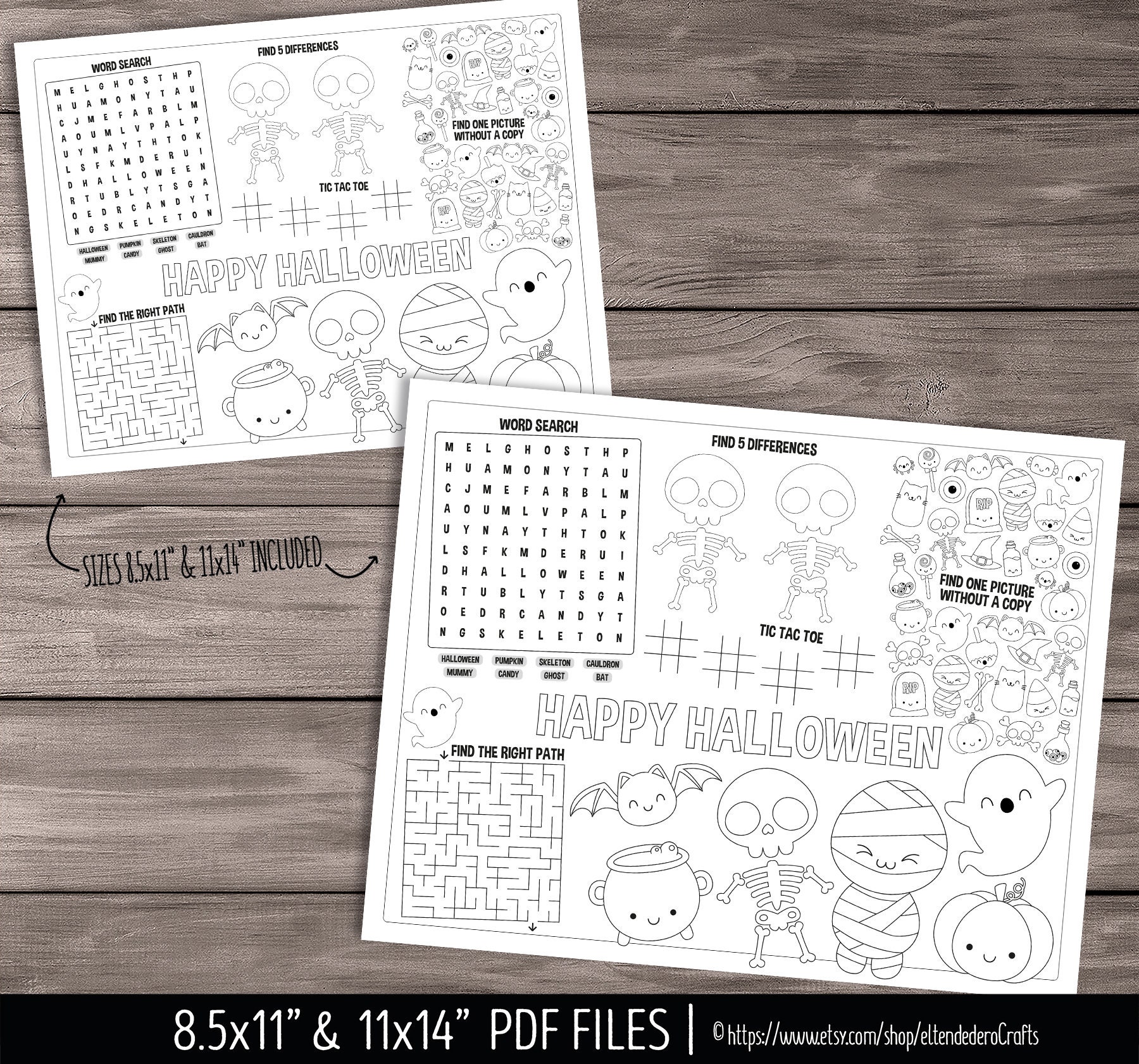 PRINTABLE Halloween Kids Activities Table Mat, Party Games Placemat ...