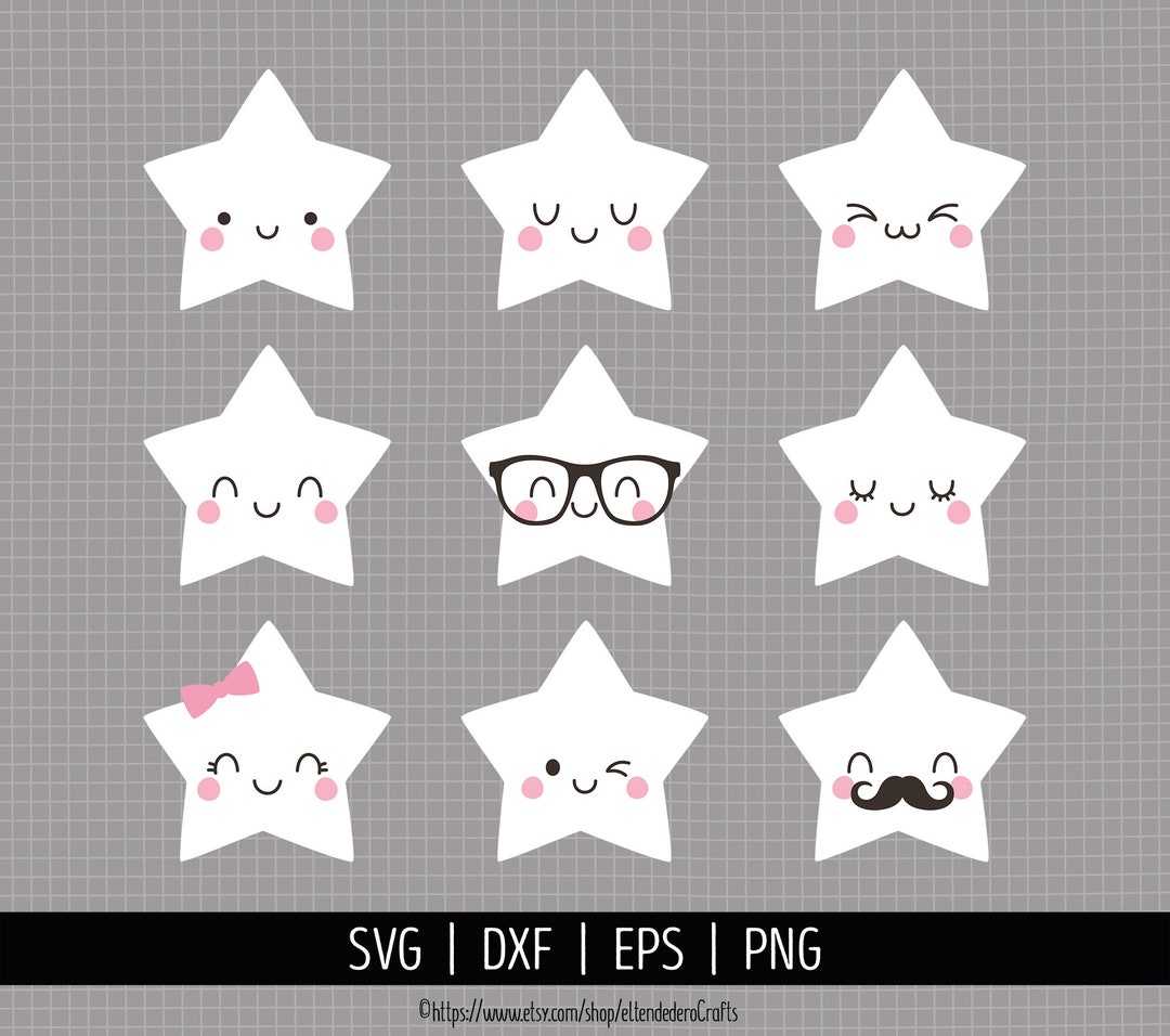 Baby Star SVG. Kids Cute Star Clipart. Kawaii Star Faces Bundle Cut ...