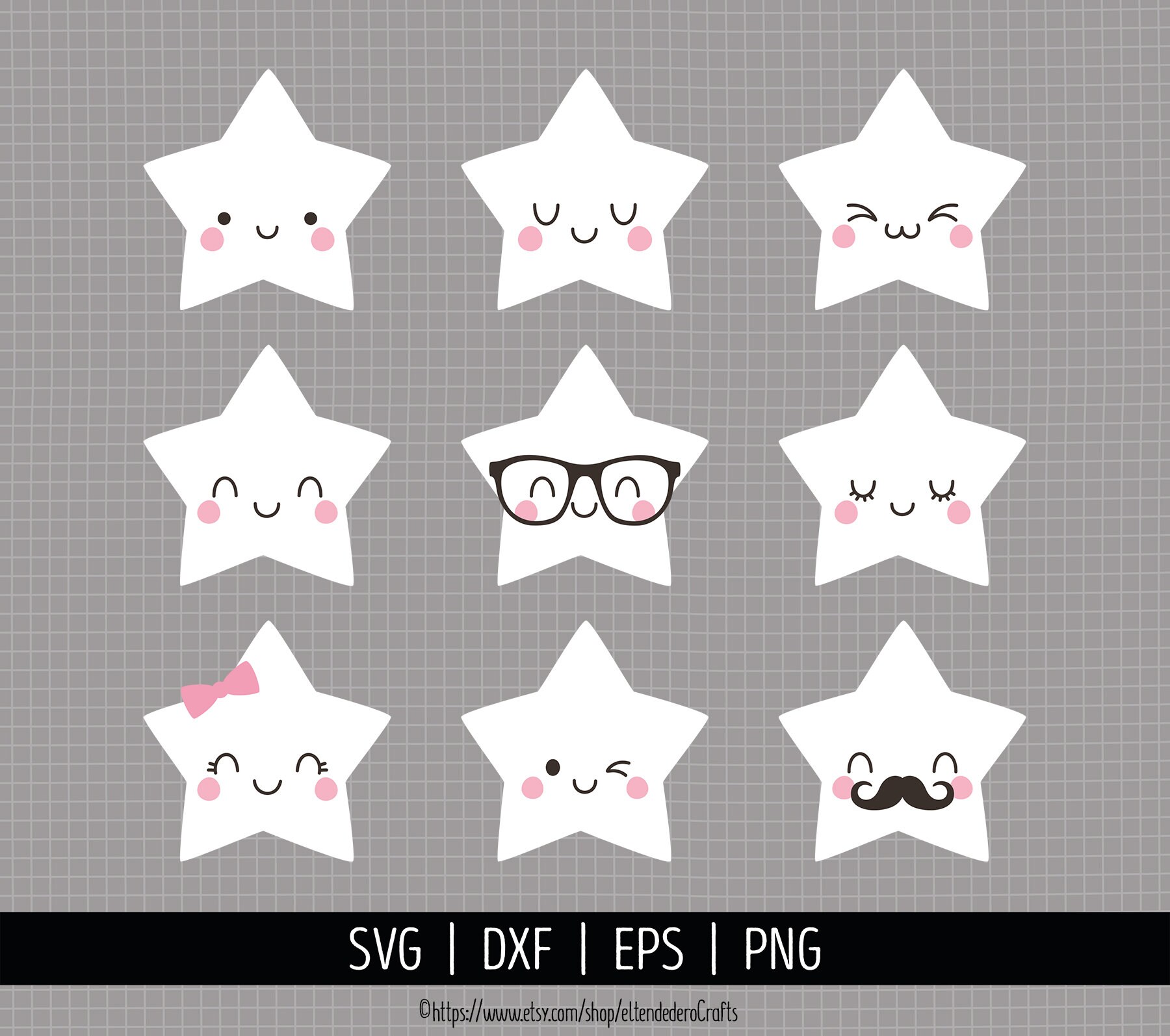 Baby Star SVG. Kids Cute Star Clipart. Kawaii Star Faces | Etsy