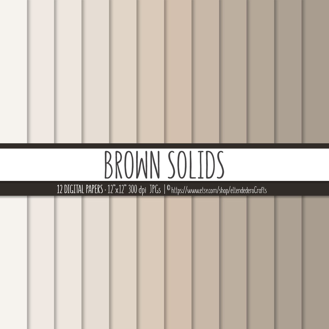 Brown Solids Digital Paper Set. Plain Pastel Backgrounds. Monochrome ...