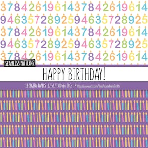 Birthday Digital Paper Package. Multicolor Kids Birthday Party Seamless ...