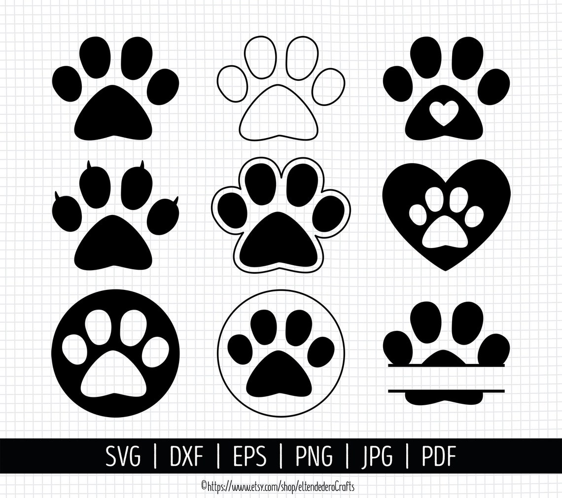 Paw Prints SVG Bundle. Dog Paws SVG. Paw Monogram Cut Files. | Etsy