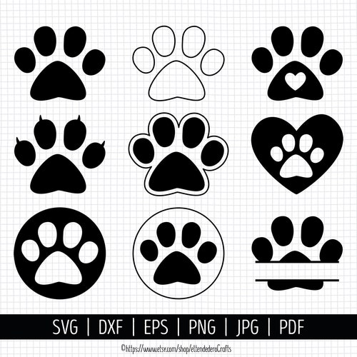 Paw Dividers SVG. Dog Paw Prints Line Dividers Cut Files Set - Etsy Ireland